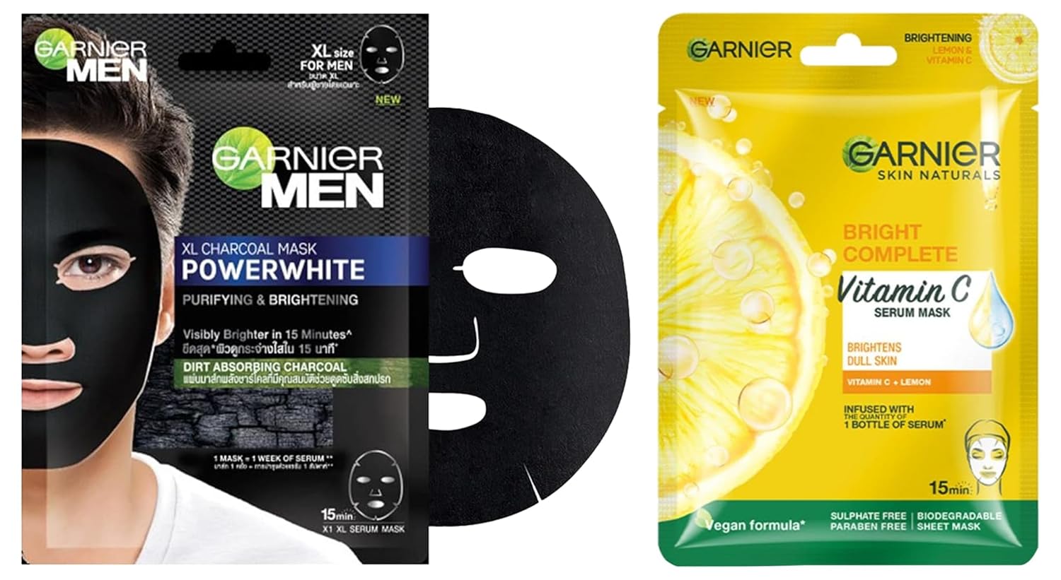 Buy Garnier Men, Sheet Mask, Purifying and Brightening, PowerWhite XL ...