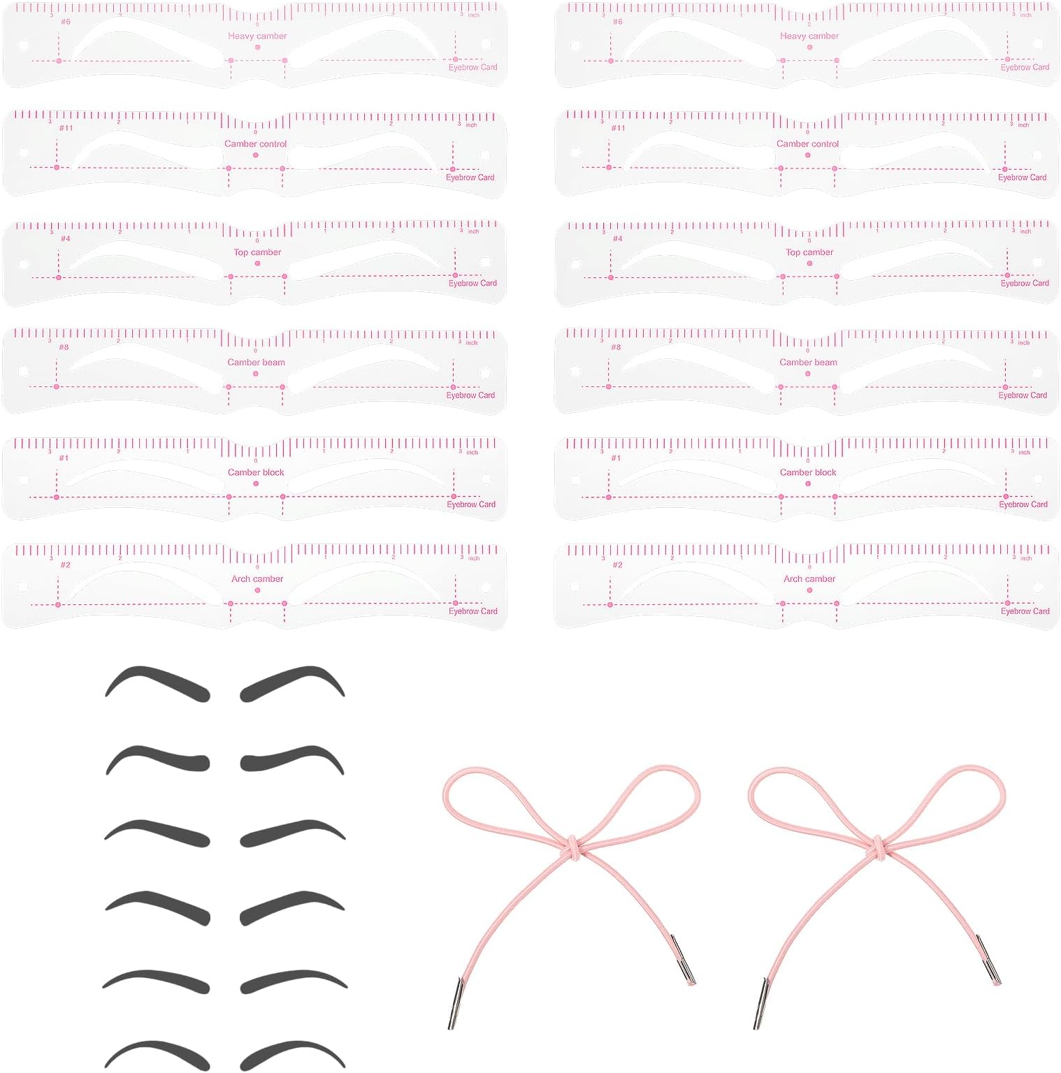 Amazon.com: Prasacco 12 Pcs Eyebrow Stencil and 2 Pcs Elastic Band ...