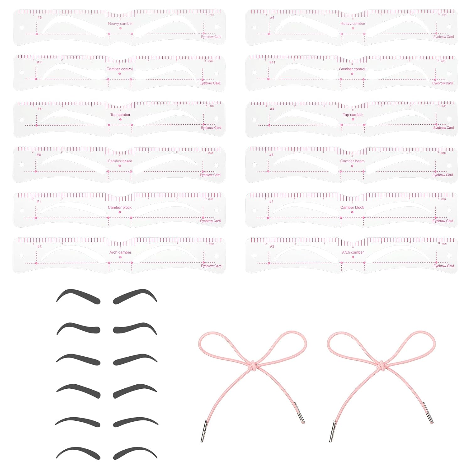 Amazon.com: Prasacco 12 Pcs Eyebrow Stencil and 2 Pcs Elastic Band ...