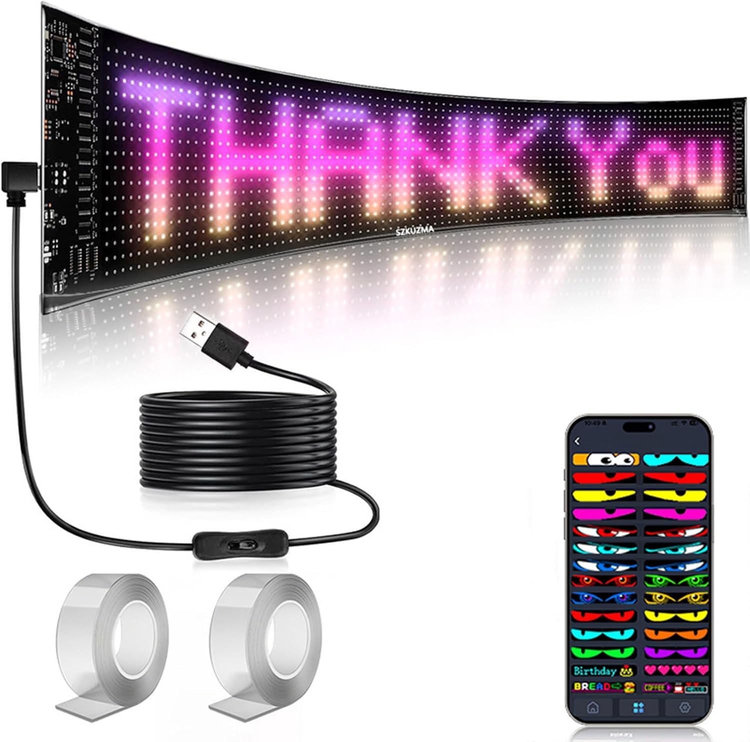 Amazon.com : SZKUZMA Programmable LED Sign Flexible Matrix Panel (23" x ...