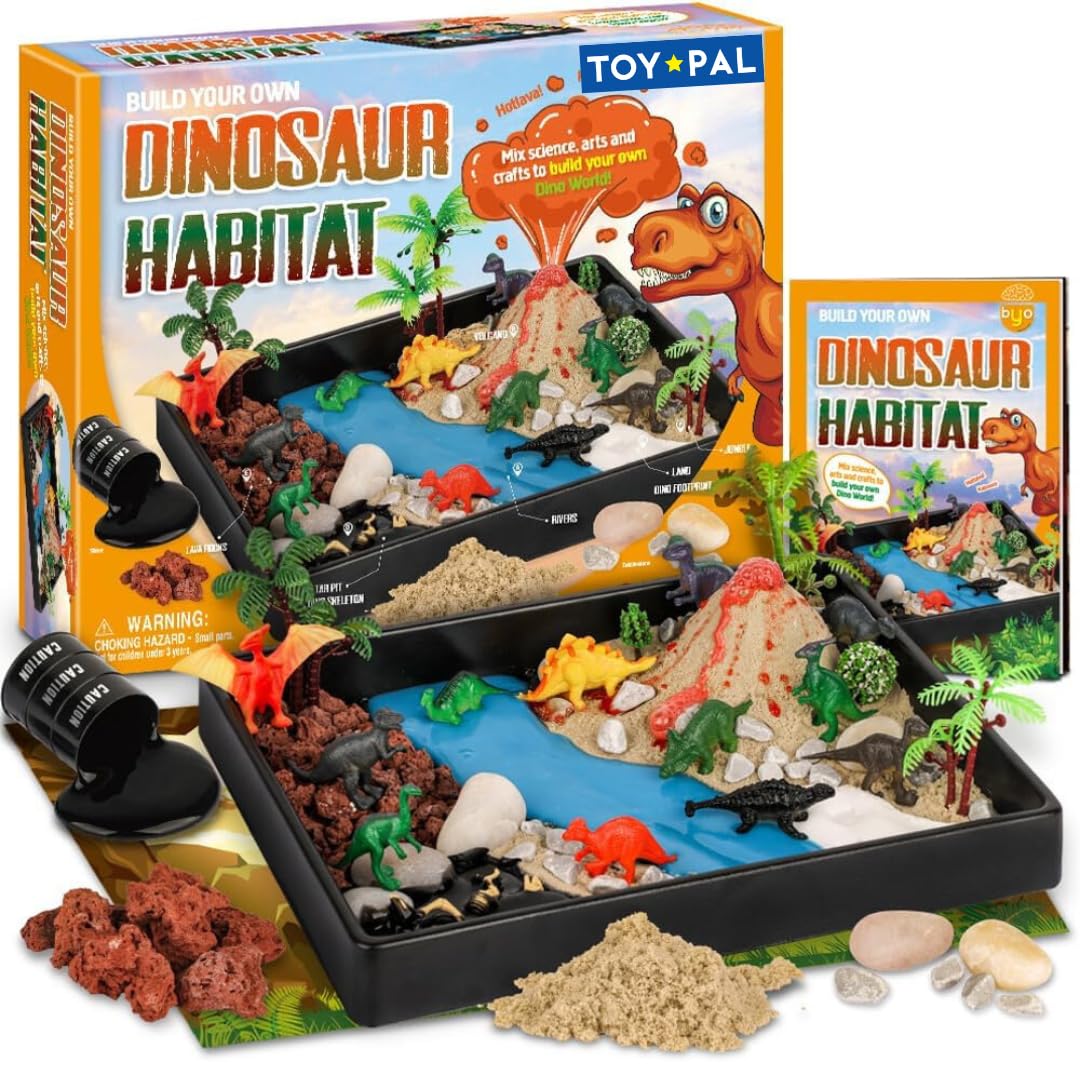 Amazon.com: Dinosaur Toys for Kids 5-7, DIY Dinosaur Habitat Playset ...