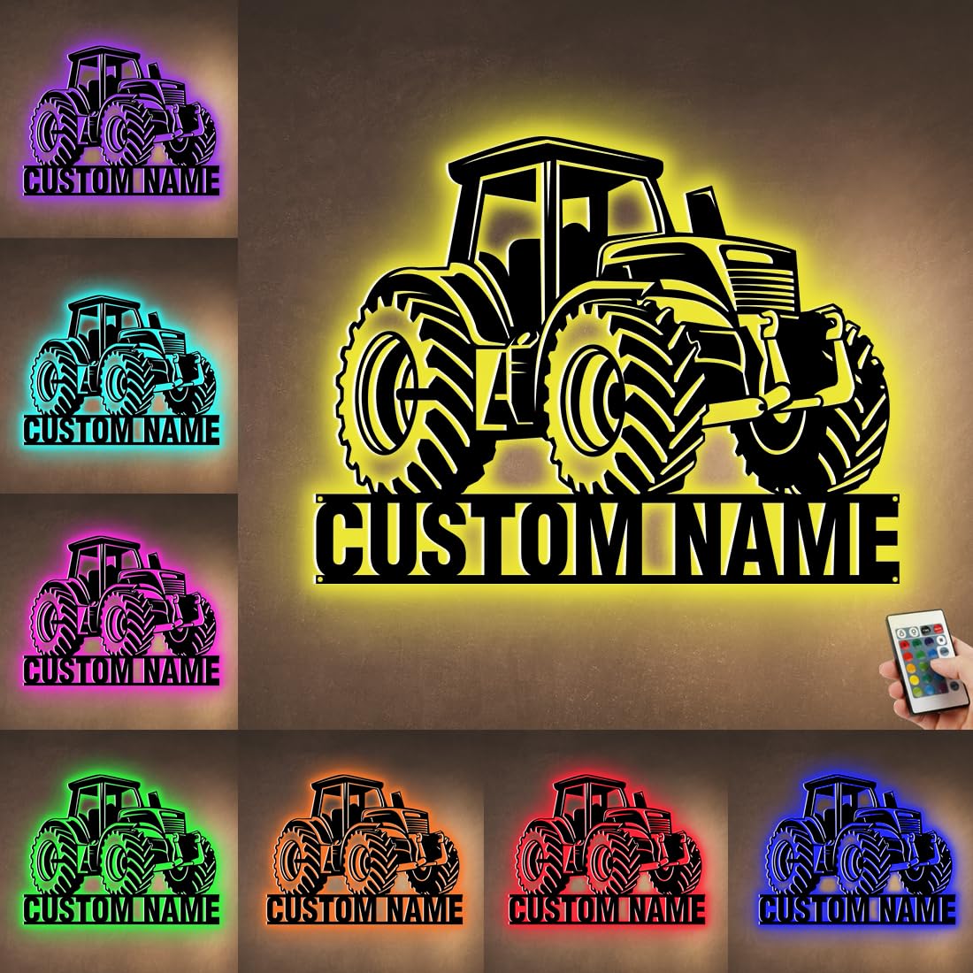 Personalized Neon Sign, Custom Name Tractor Sign Wall Art With LED ...