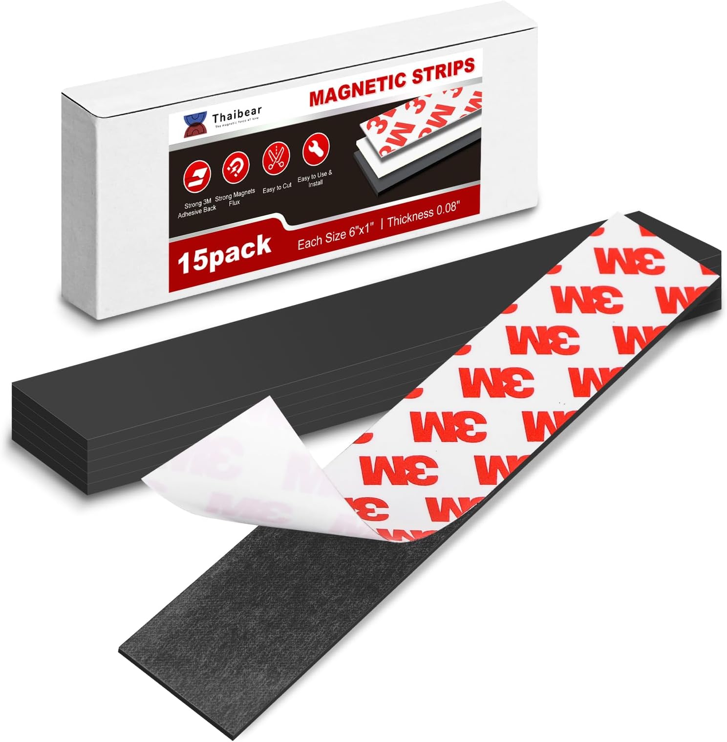 Amazon.com : Magnetic Strips 15 Pack Flexible Magnetic Tape with ...