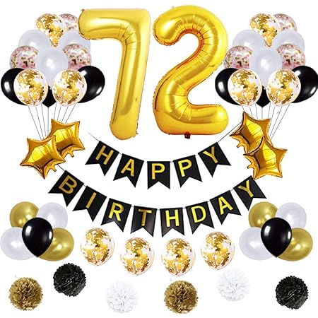 Amazon.com: Fancypartyshop 72nd Birthday Decorations - Rose Gold Happy ...