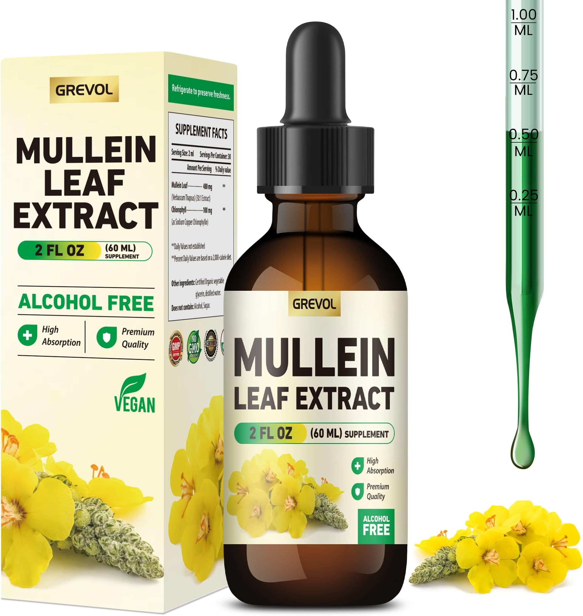 Amazon.com: 5-in-1 Mullein Drops for Lungs - Mullein Leaf Extract for ...