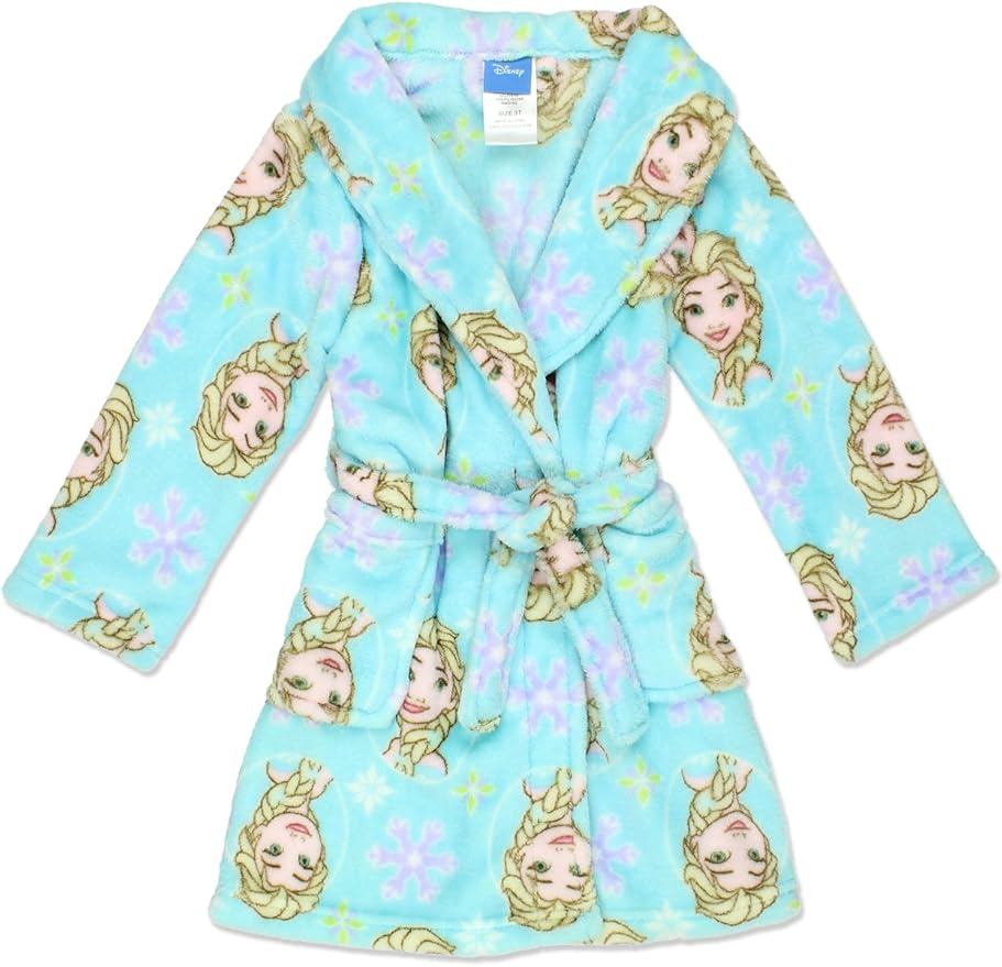 Amazon.com: Frozen Elsa Girl's Fleece Bathrobe Robe (2T, Elsa Blue ...