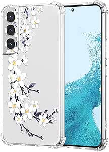 DEFBSC Compatible with Samsung Galaxy S21 Case, Clear Floral Flower Pattern Print Design for ...