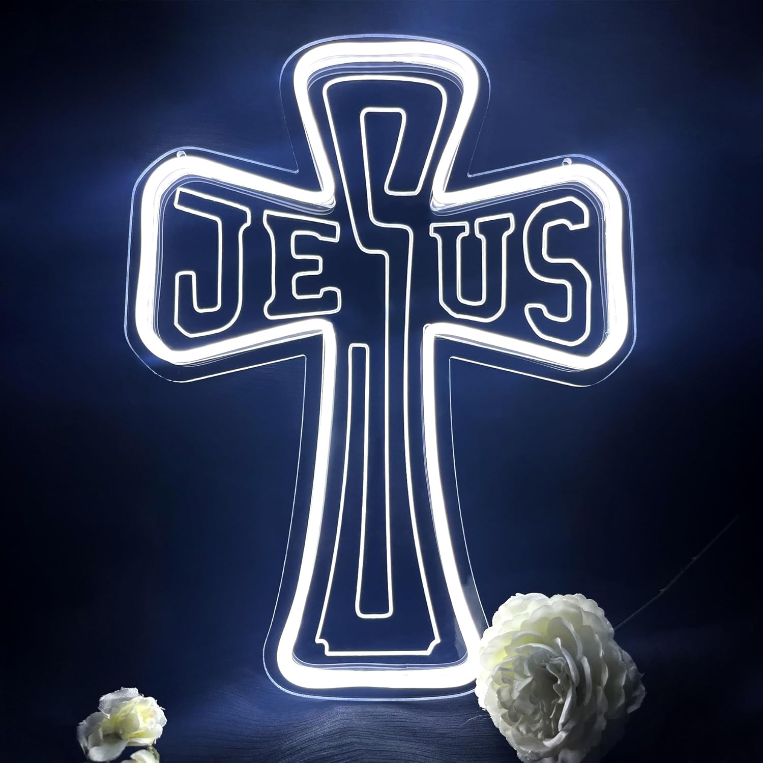 HAJAE Jesus Cross Neon Signs, Jesus Led Neon Wall Lights, Dimmable LED ...