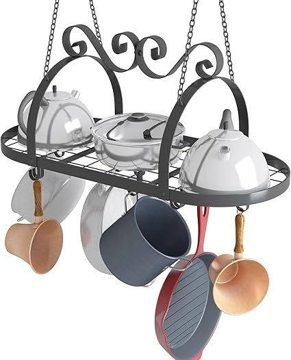 Amazon.com: Ceiling Pot Rack, 33" Pots and Pans Hanging Rack, Heavy ...
