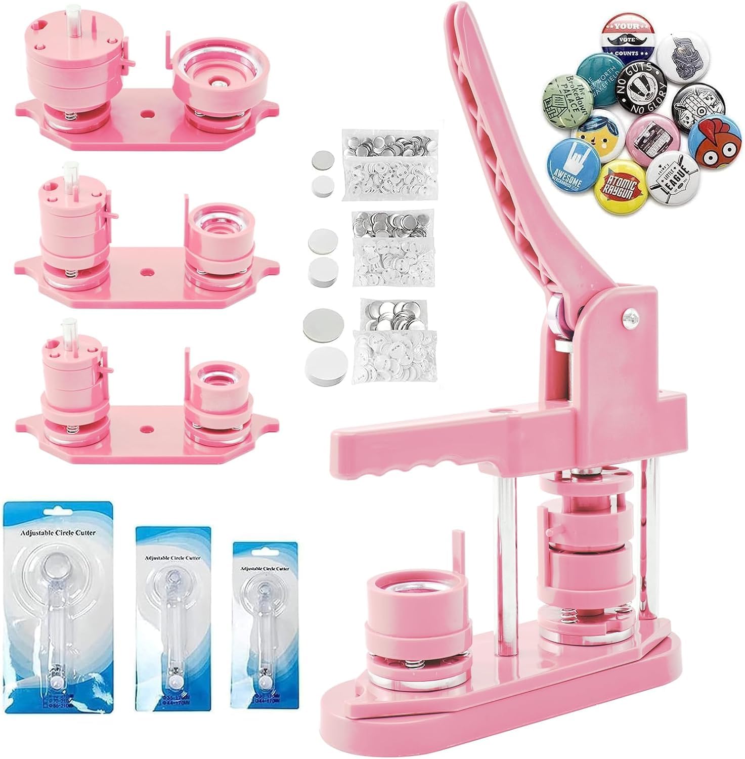 Button Maker Machine Kit 1''+1.25''+2.25'' Button Badge Maker Machine ...