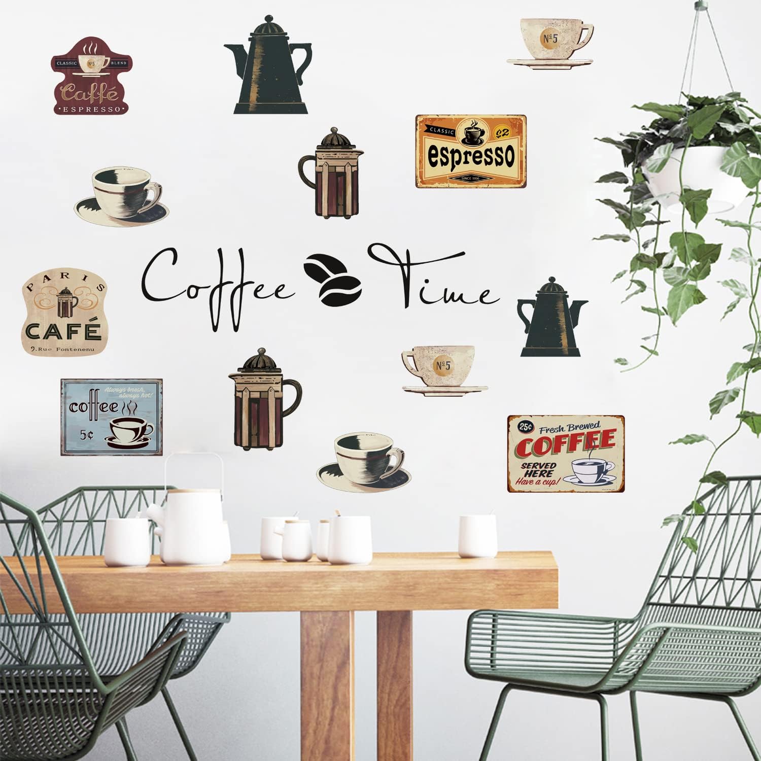 Amazon.com: AWAKINK Coffee Tea Cup Wall Stickers Murals Coffee Beans ...