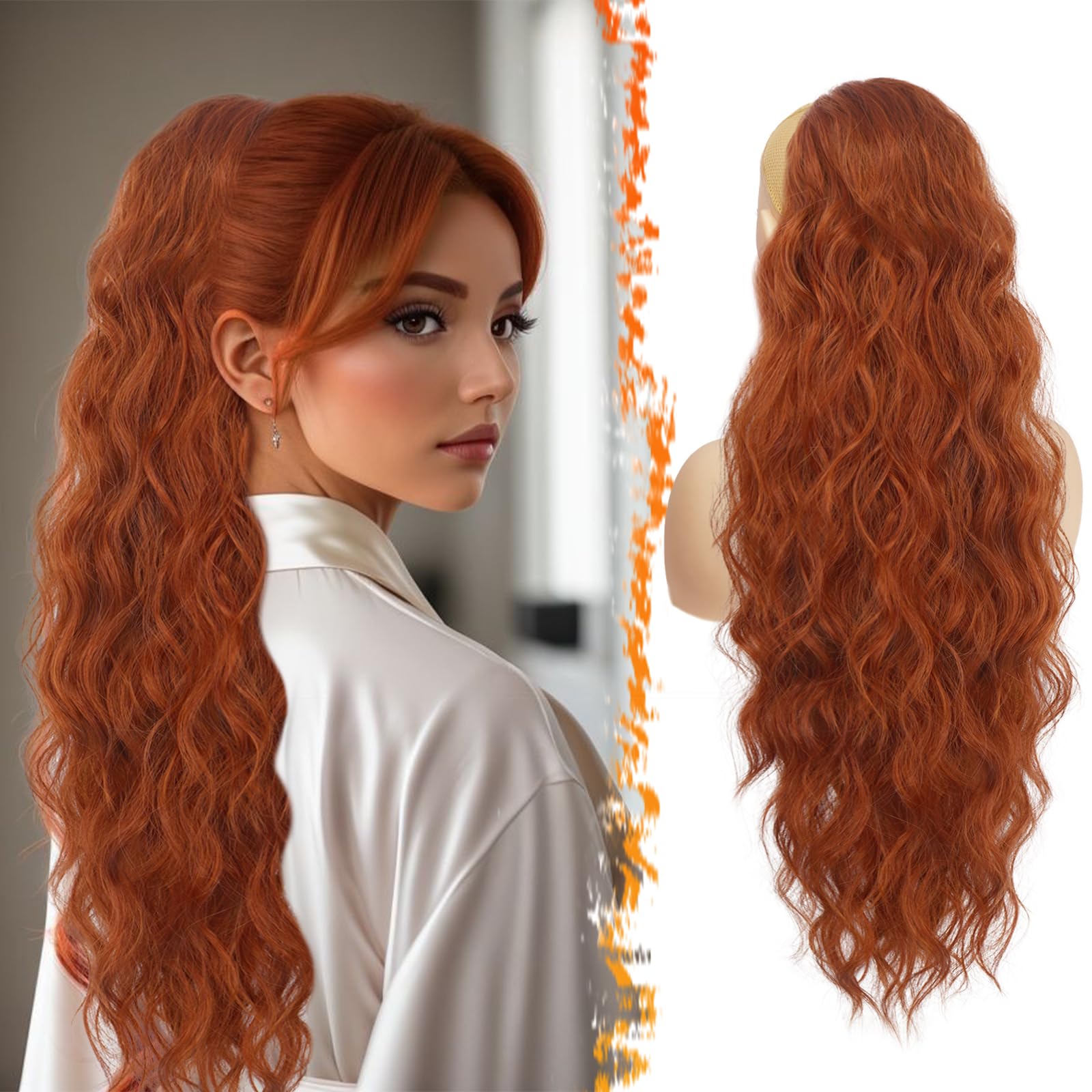 Amazon.com : BARSDAR Copper Red Ponytail Extension - 26 Inch Drawstring ...