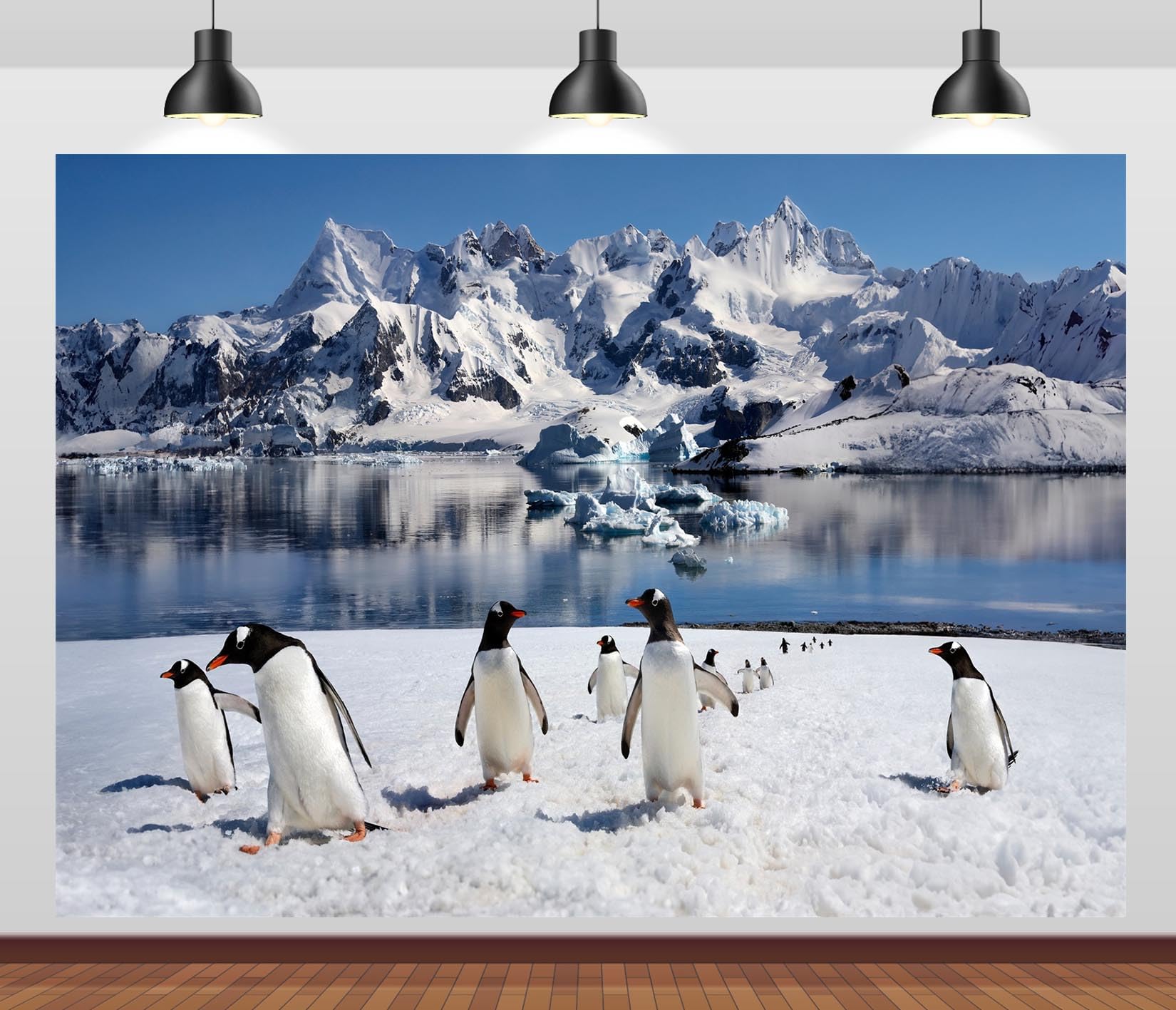 Amazon.com : BELECO 8x6ft Fabric Penguins Backdrop Polar Arctic Scene ...