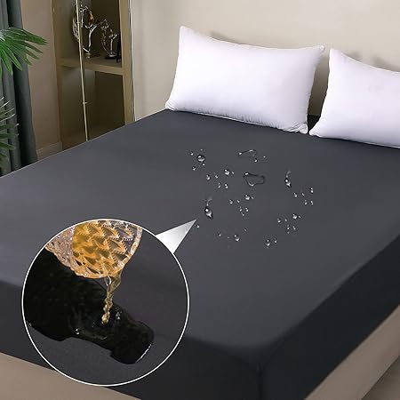 Amazon.com: Waterproof Mattress Protector Queen, Fitted Sheet Style ...