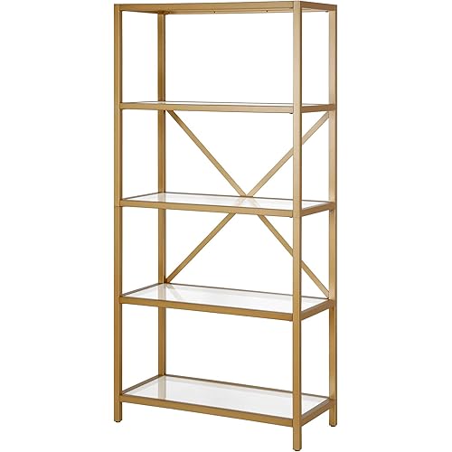 Amazon.com: Henn&Hart Modern Metal 4-Tier Bookcase, Brushed Brass, 30 ...