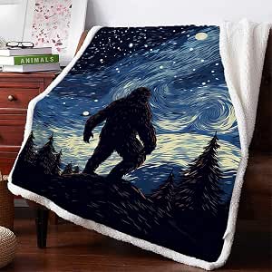 Amazon.com: Bigfoot Blanket Throw - Sasquatch Blankets For Adults ...