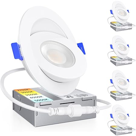 Ensenior 4 Pack 4 inch 5CCT LED Gimbal Led Recessed Light with Junction ...