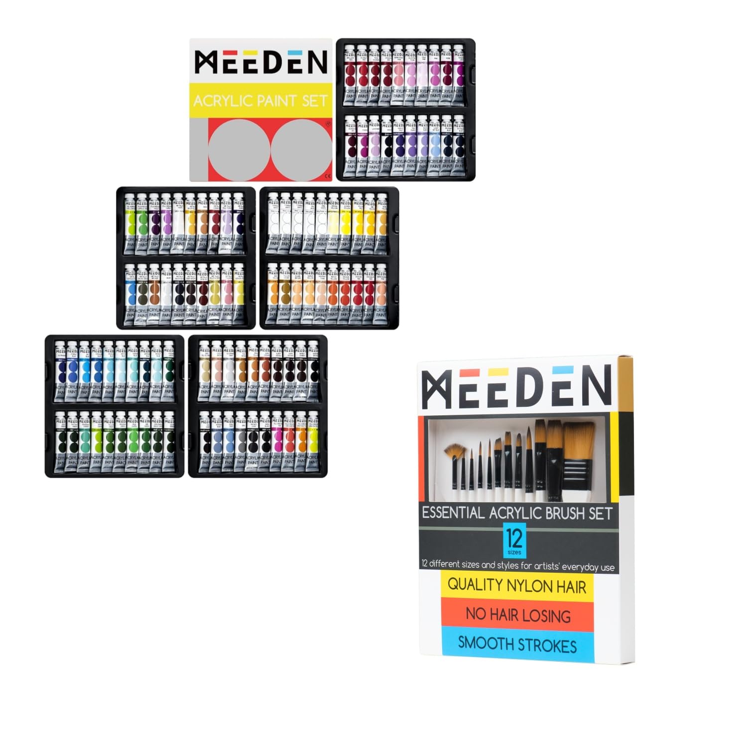 Amazon.com: MEEDEN Heavy Body Acrylic Paint Sets 100 Colors and 12 Pcs ...