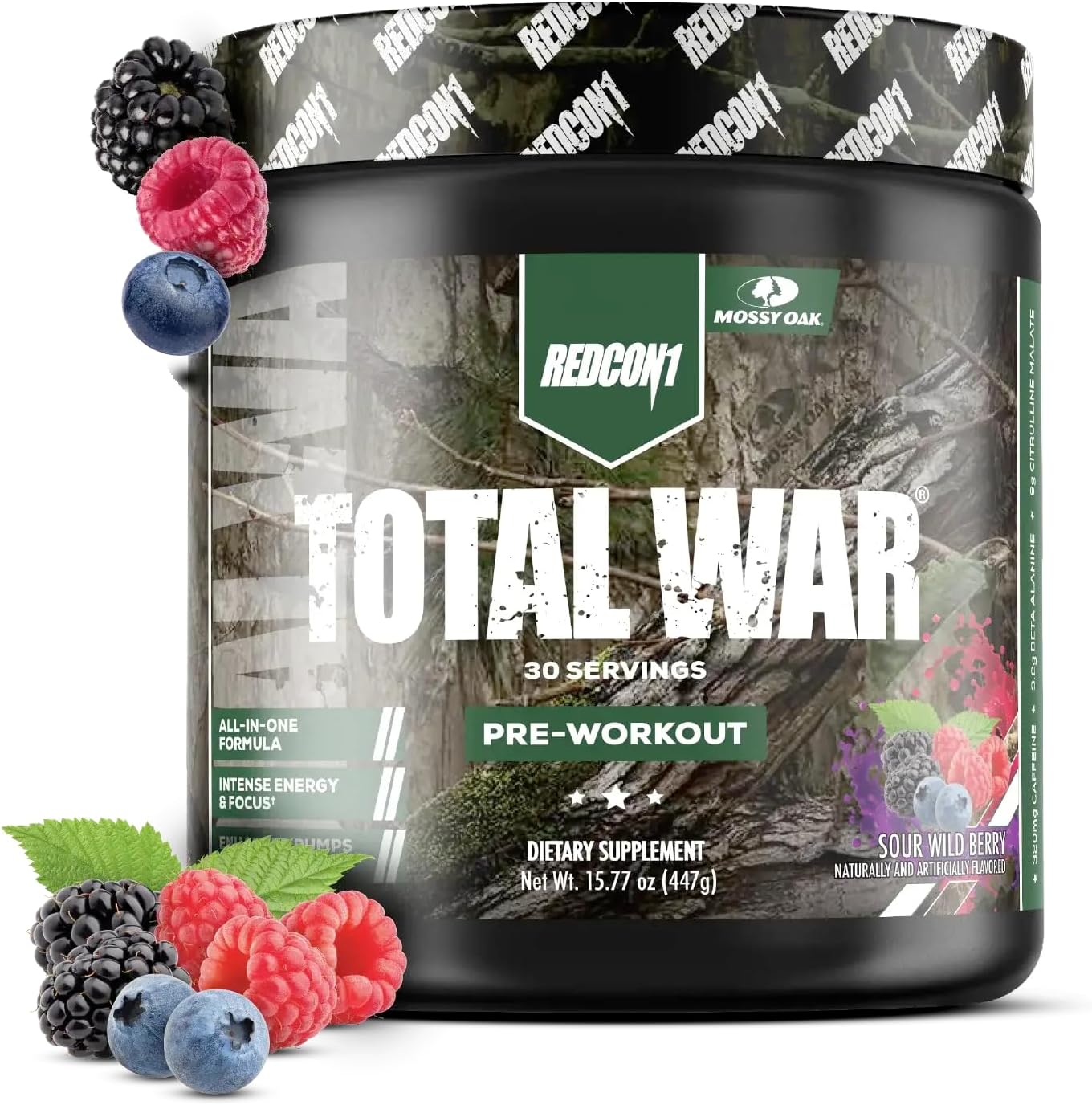 Amazon.com: REDCON1 x Mossy Oak Total War Pre Workout Powder, Sour Wild ...