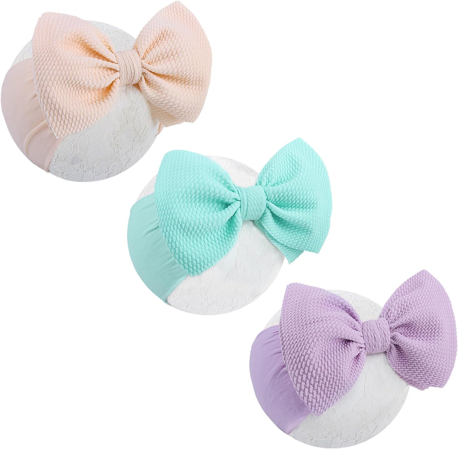 Amazon.com: Lanmerry Big Baby Girl Bows Headbands Waffle Baby Hair Bows ...