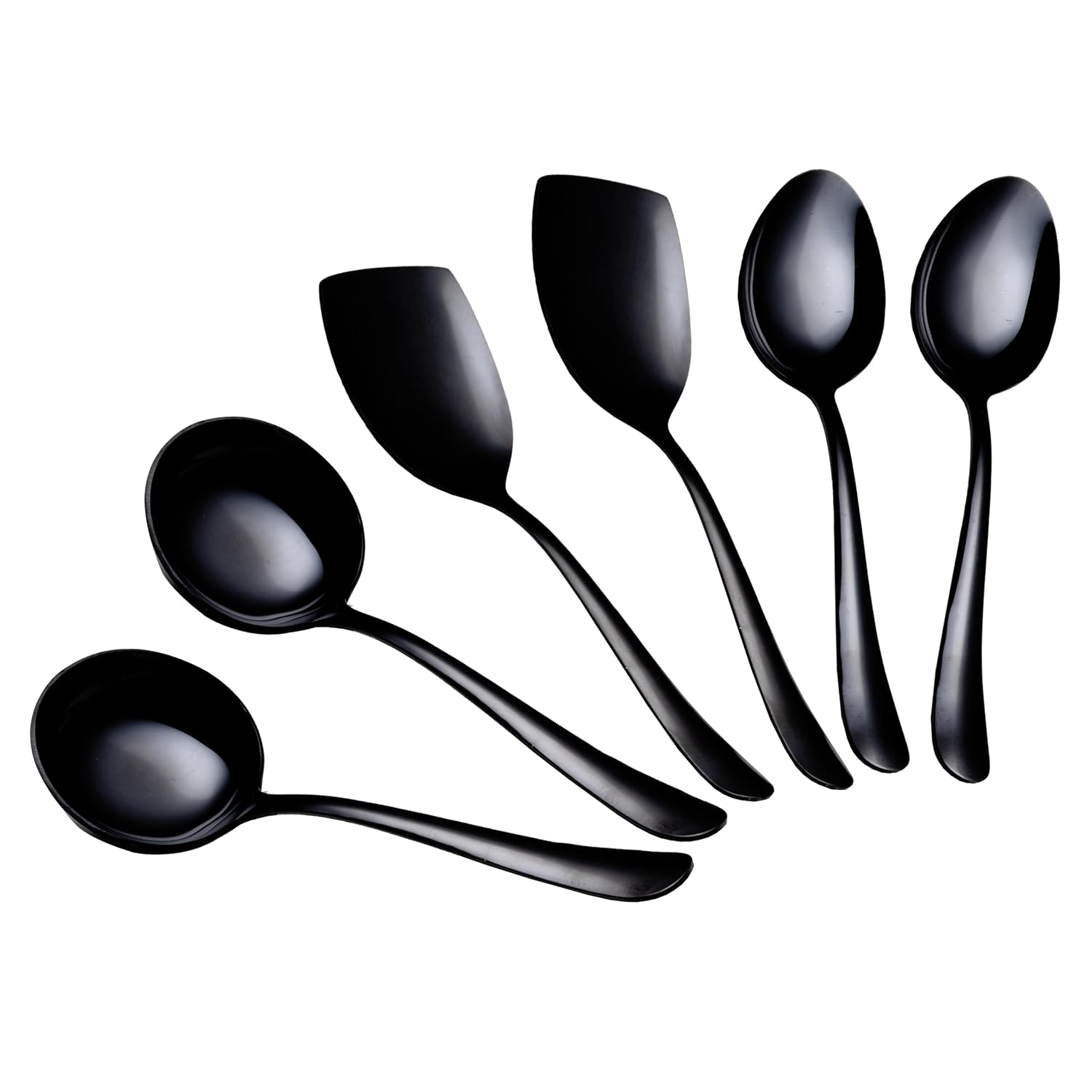 Buy IKIGAI Stainless Steel Serving Tools 6 Piece Nonstick Set. Heavy ...