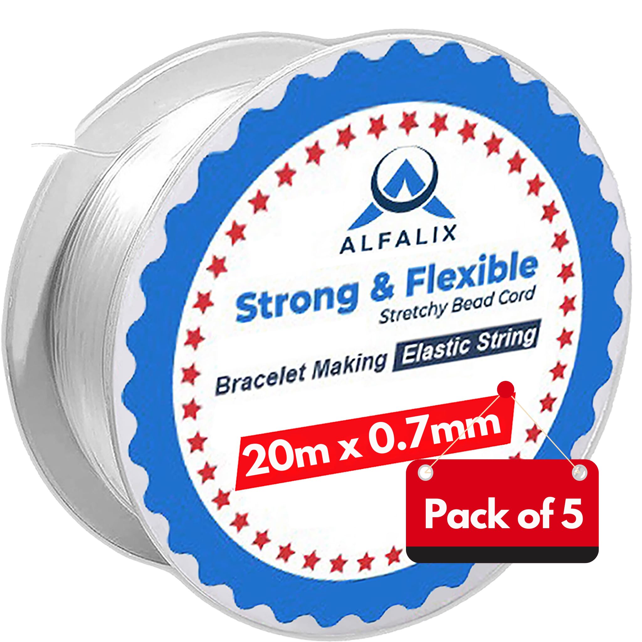 Amazon.com: Pack of 5 Clear Elastic Bracelet String Rolls (20mx0.7mm ...