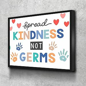 Amazon.com: Kids Bathroom Wall Decor,Spread Kindness Not Germs Sign ...