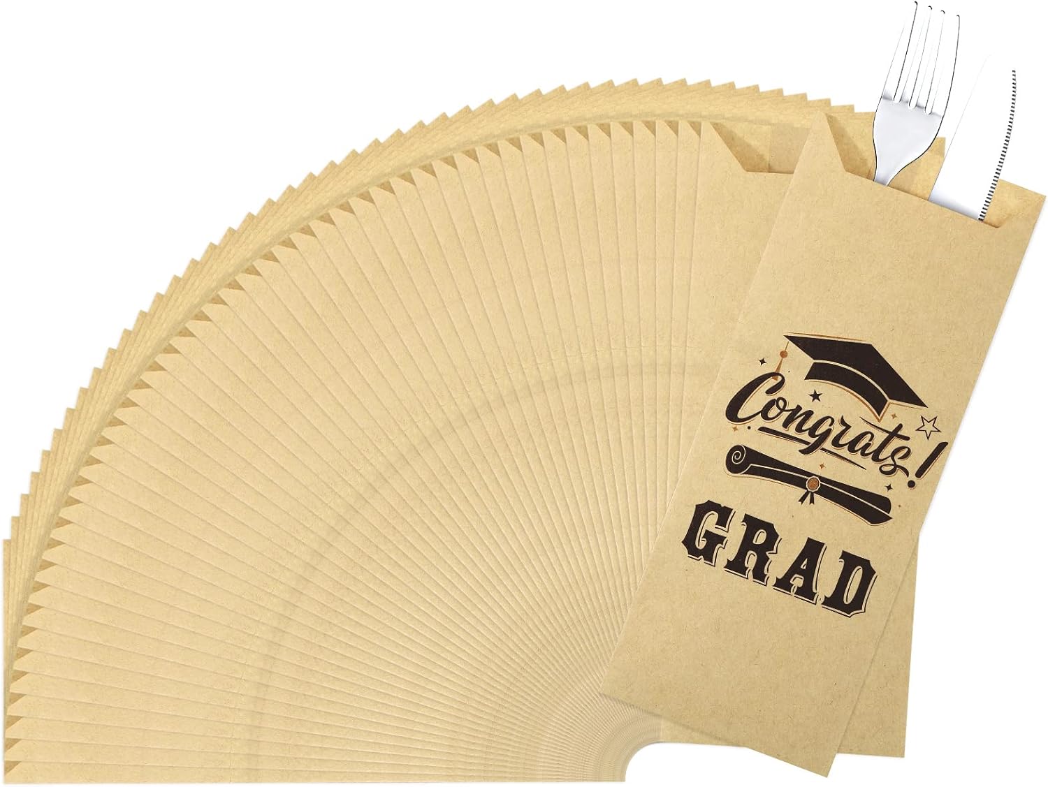 Amazon.com: Outus 100 Pieces 2024 Graduation Kraft Paper Silverware ...