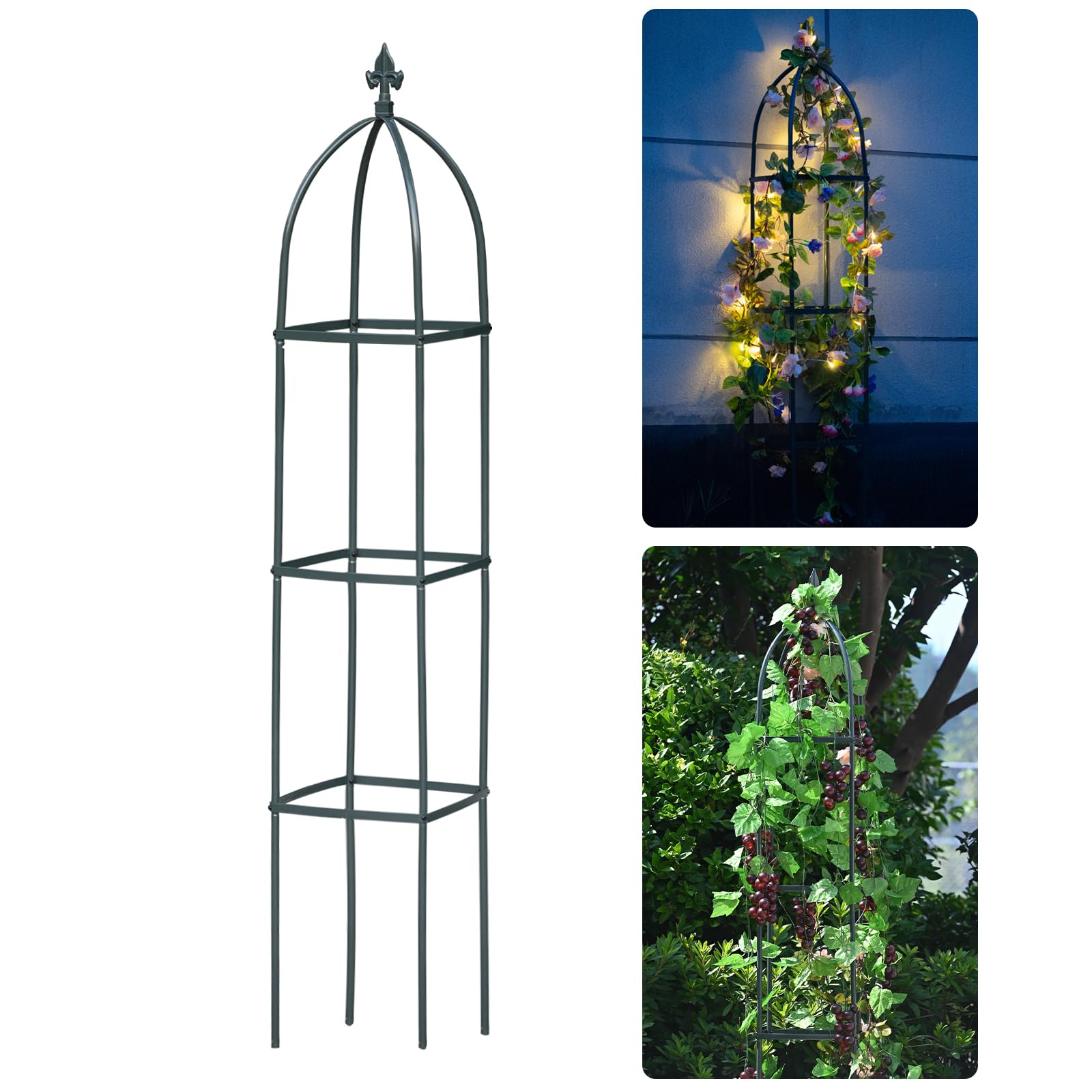 Amazon.com : 100% Metal Garden Arch Trellis for Climbing Plants Rose ...
