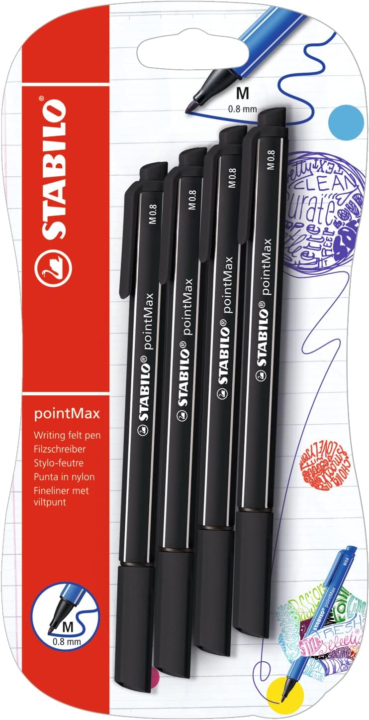 Fineliner - STABILO pointMax - Pack of 4 - Black : Amazon.co.uk ...