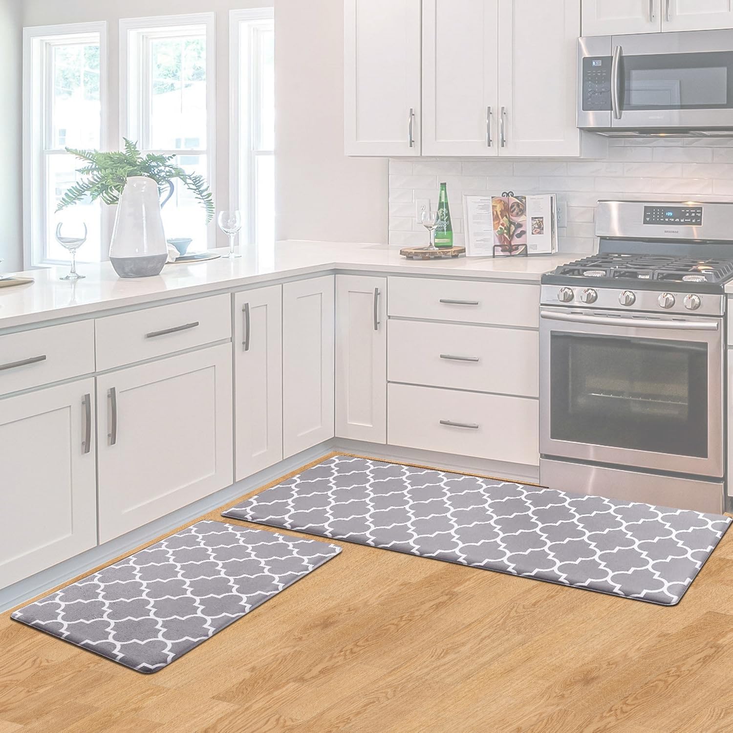 YESDEX Kitchen Mats, 2-PC Anti-Fatigue Kitchen Rugs & Mats, Large ...