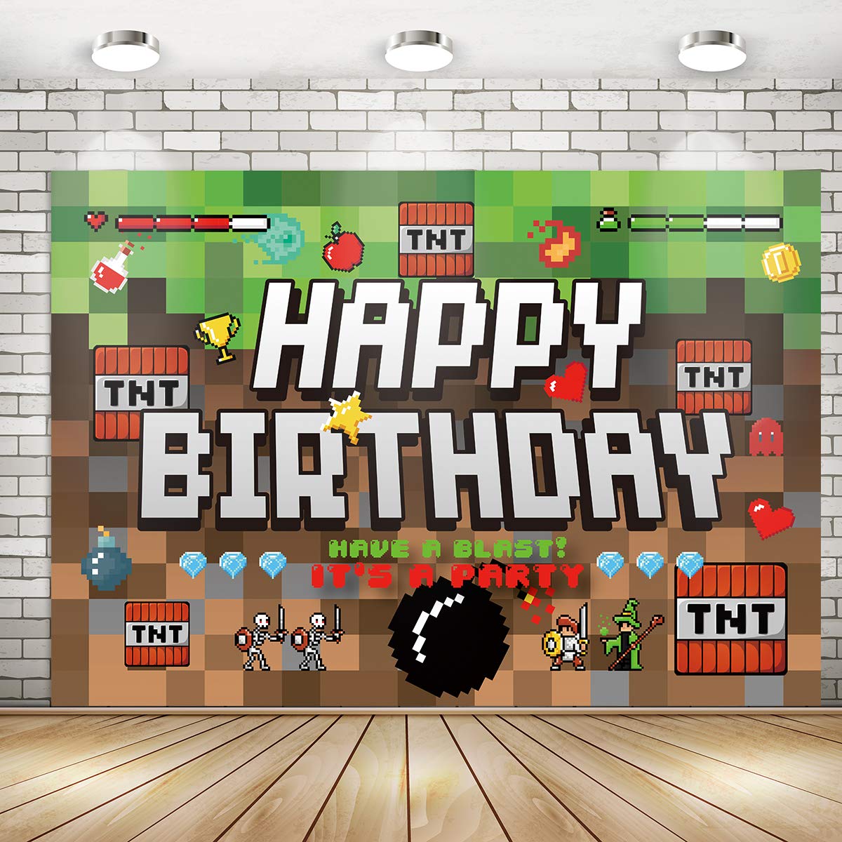 Buy Aakihi TNT Pixel Party Decorations Block Game Happy Birthday ...