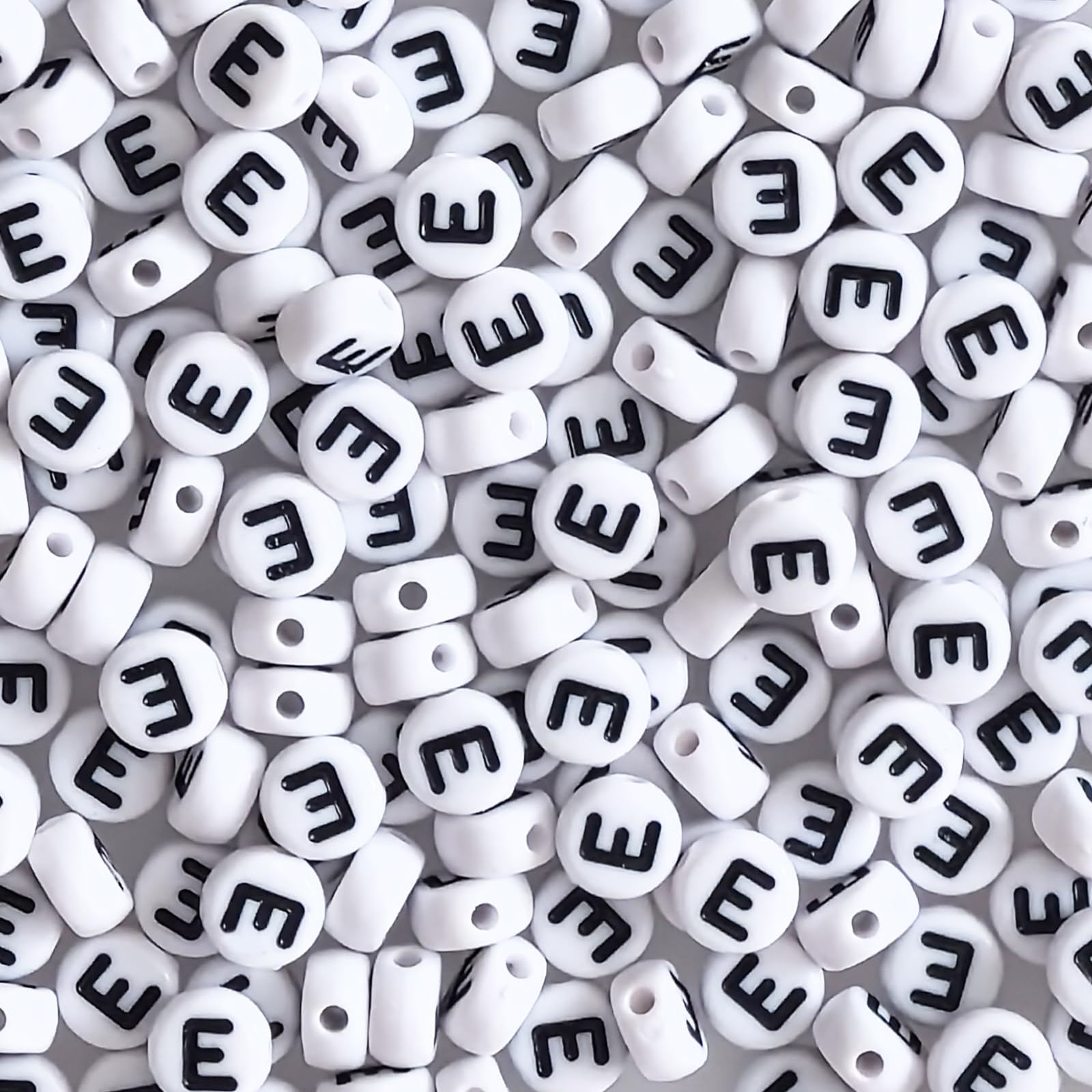 Amazon.com: 300pcs Round Letter Beads E 4x7mm Acrylic White Alphabet ...