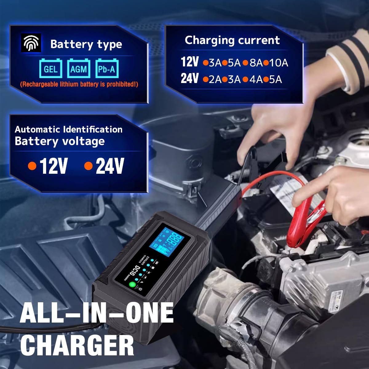 Snapklik.com : Fully Automatic Smart Car Battery Charger, 12-Volt/24 ...