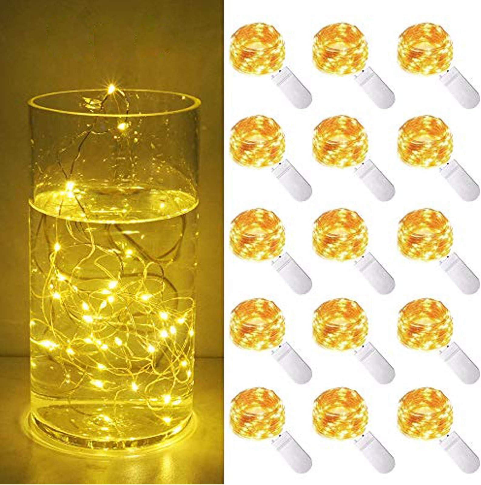Amazon.com: Cynzia 15 Pack Fairy String Lights, 30LED 9.8FT Battery ...