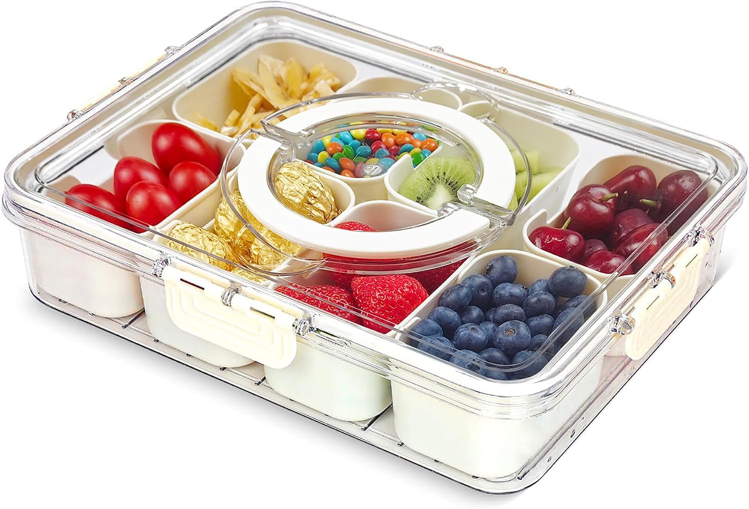 Amazon.com | Divided Serving Tray with Lid and Handle，Snackle Box ...