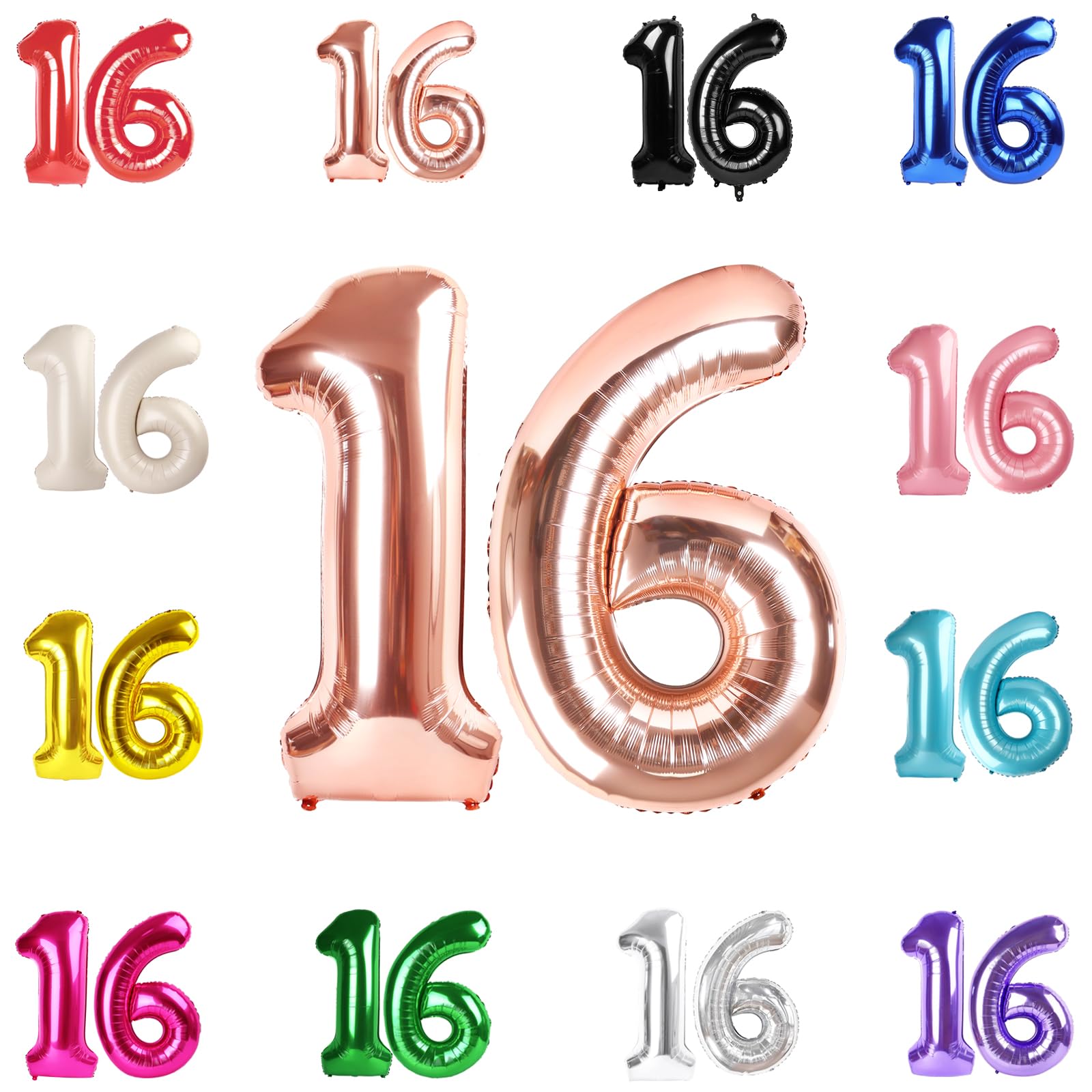 Snapklik.com : 16 Balloon Number, Rose Gold Number 16th Birthday ...