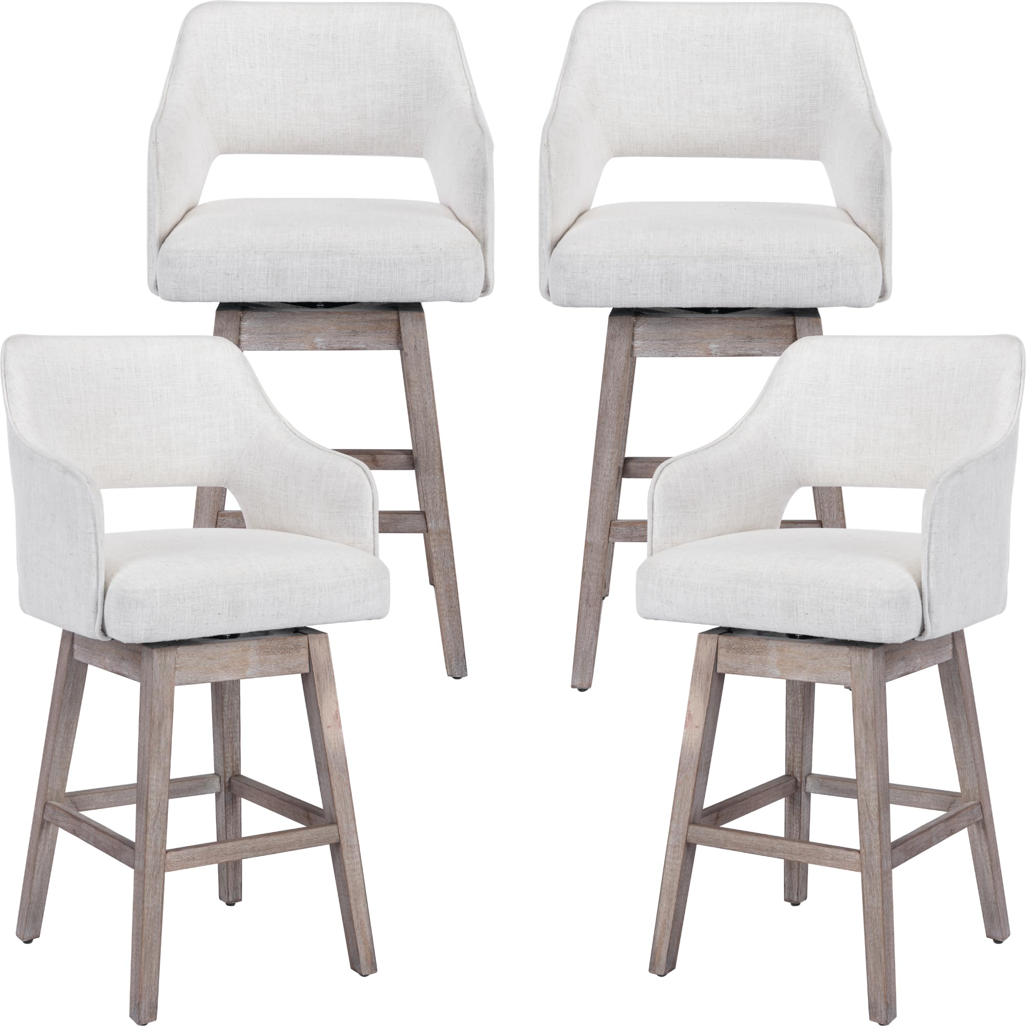Amazon.com: Janoray 27" Counter Height Swivel Barstools Set of 4, Linen ...