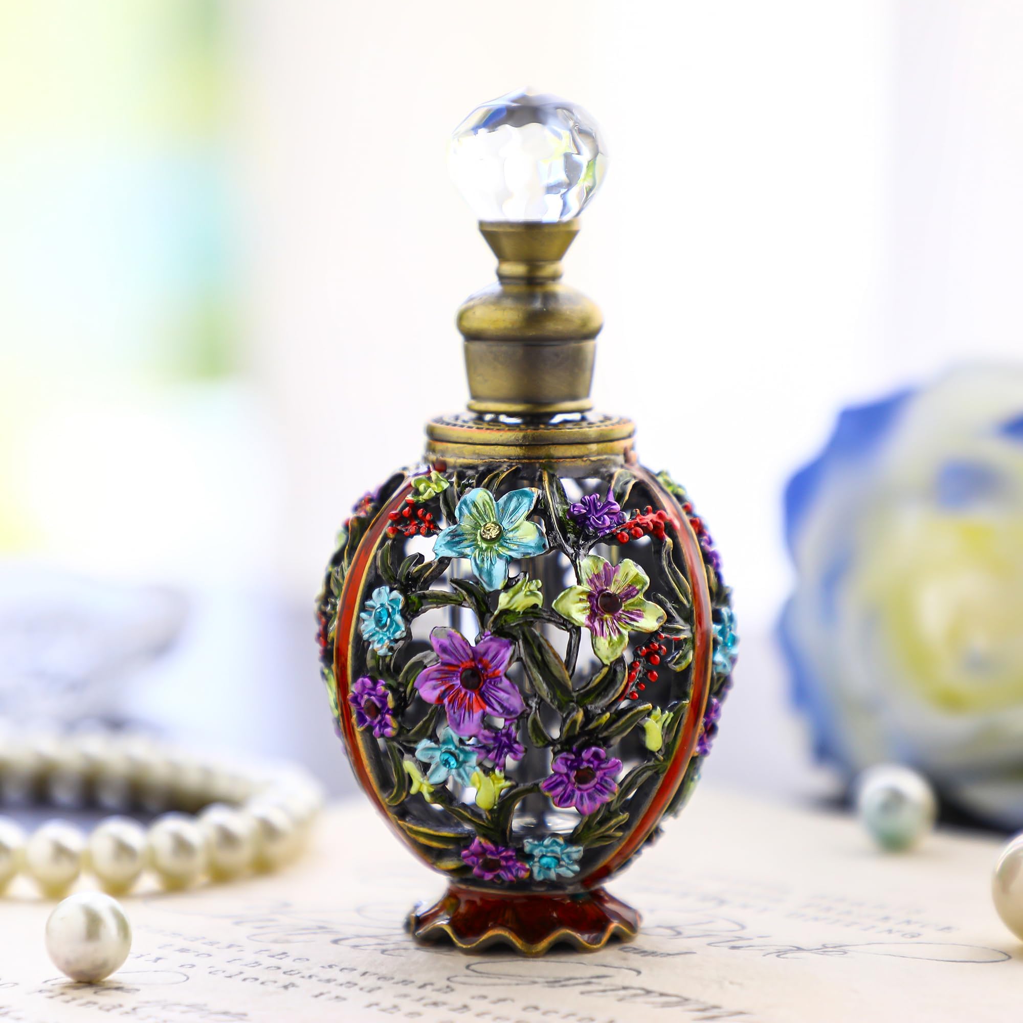 Amazon.com: YU FENG Vintage Flower Glass Perfume Bottle Empty ...