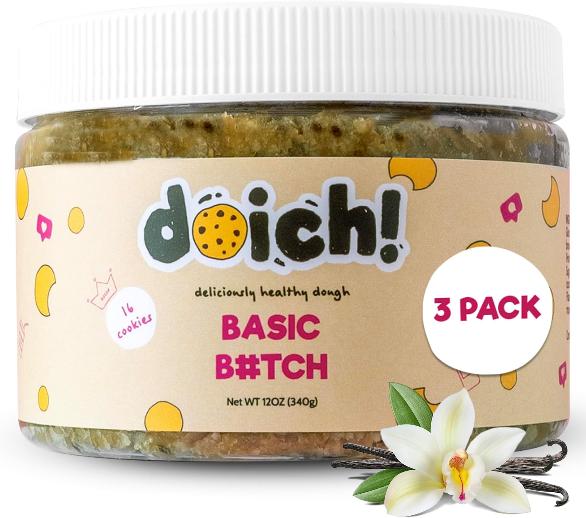 Amazon.com: Doich Variety Pack Cookie Dough (3-Pack) Healthy Cookies ...