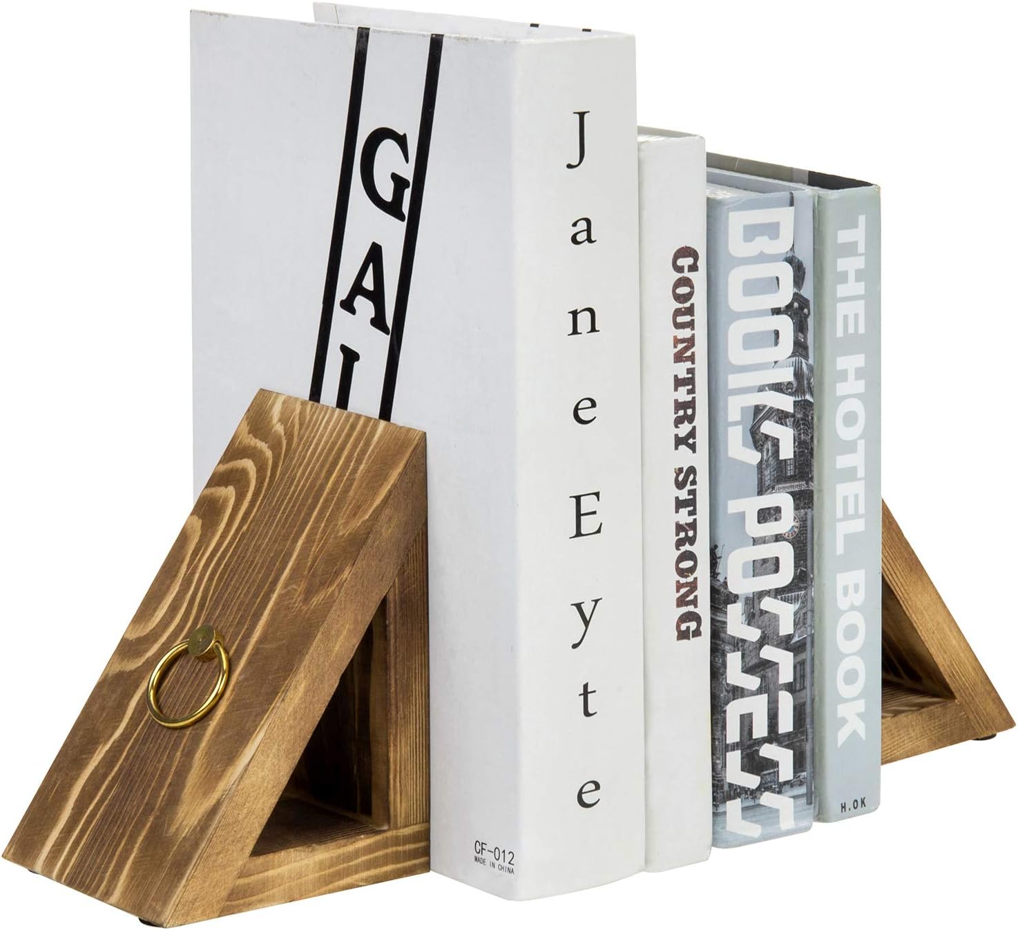 Amazon.com: MyGift Rustic Burnt Wood Decorative Bookends with ...