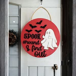 Amazon.com: Spook Around and Find Out Halloween Door Hanger, 11.8 ...