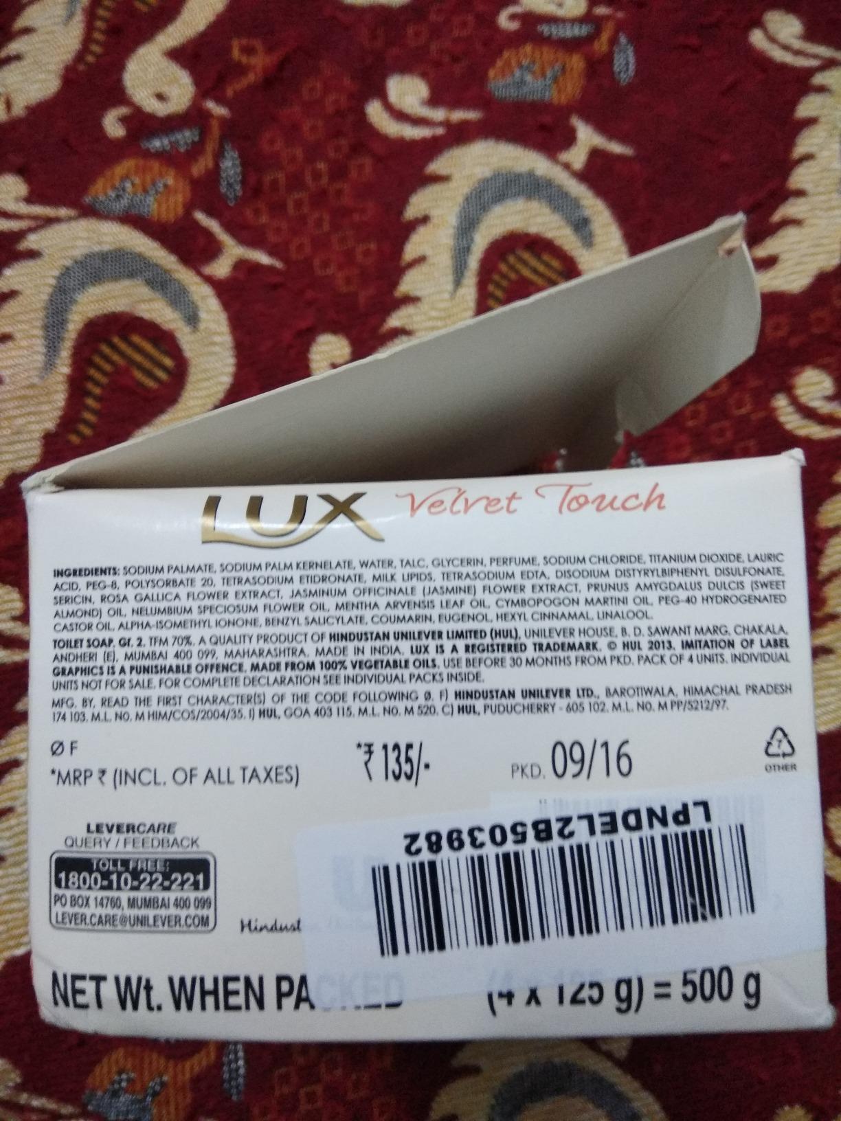Buy LUX Velvet Touch Beauty Bar 4x125g Online at Low Prices in India ...
