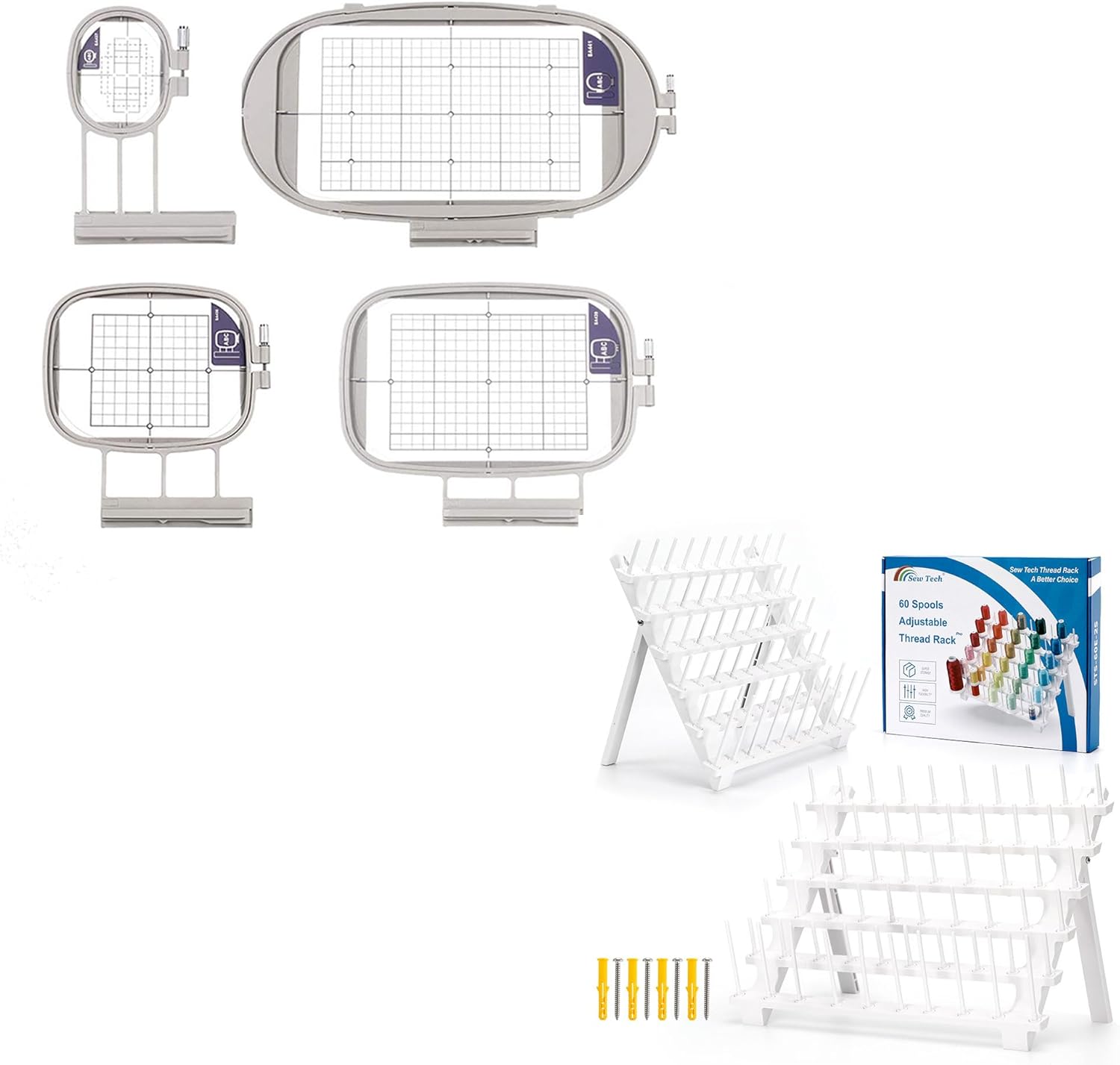 Amazon.com: Sew Tech 4in1-B Embroidery Hoops for Brother NQ1600E ...
