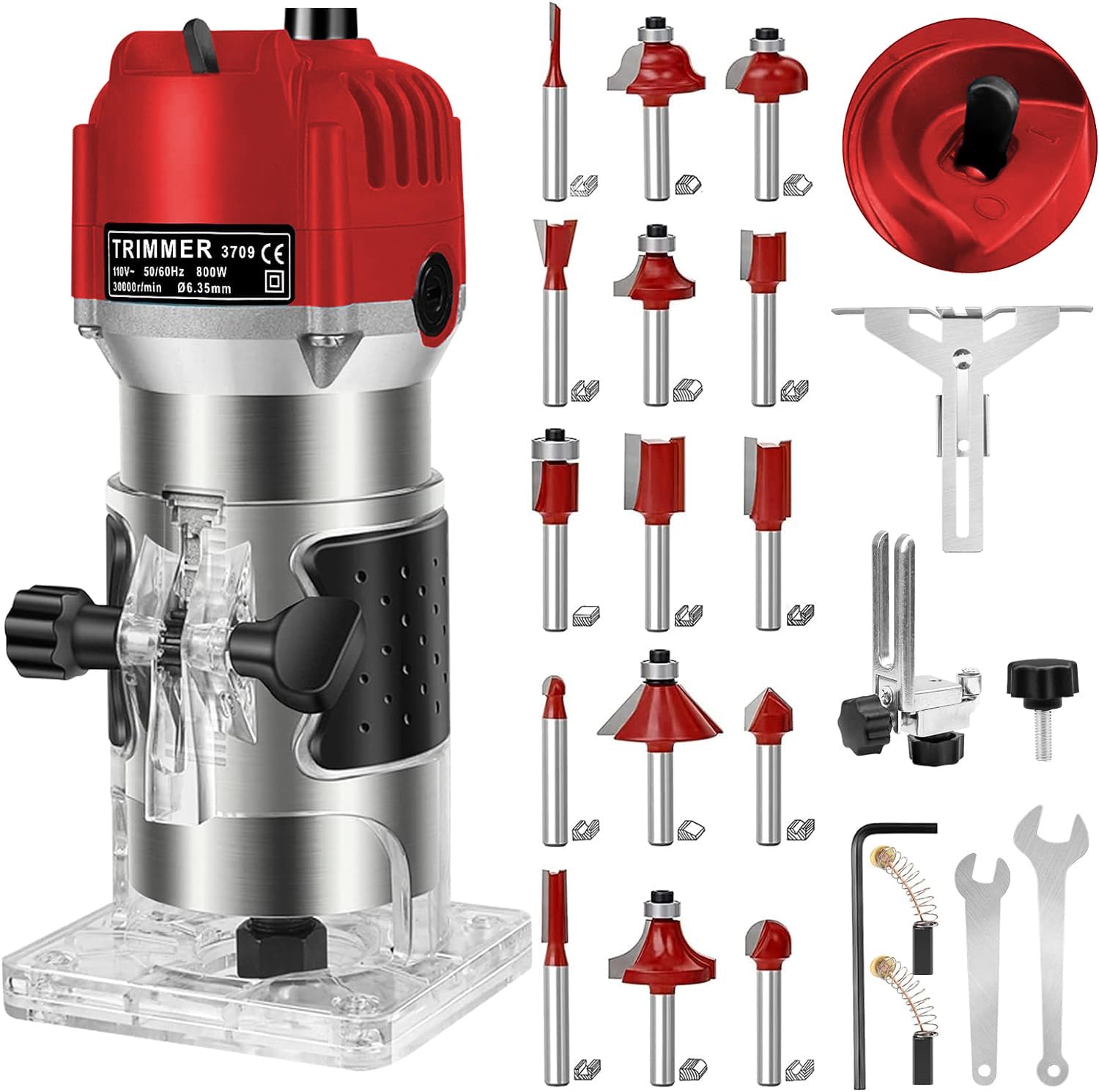 Router Madera, Enrutador de Madera Eléctrica 800W 30000RPM, Fresadora ...