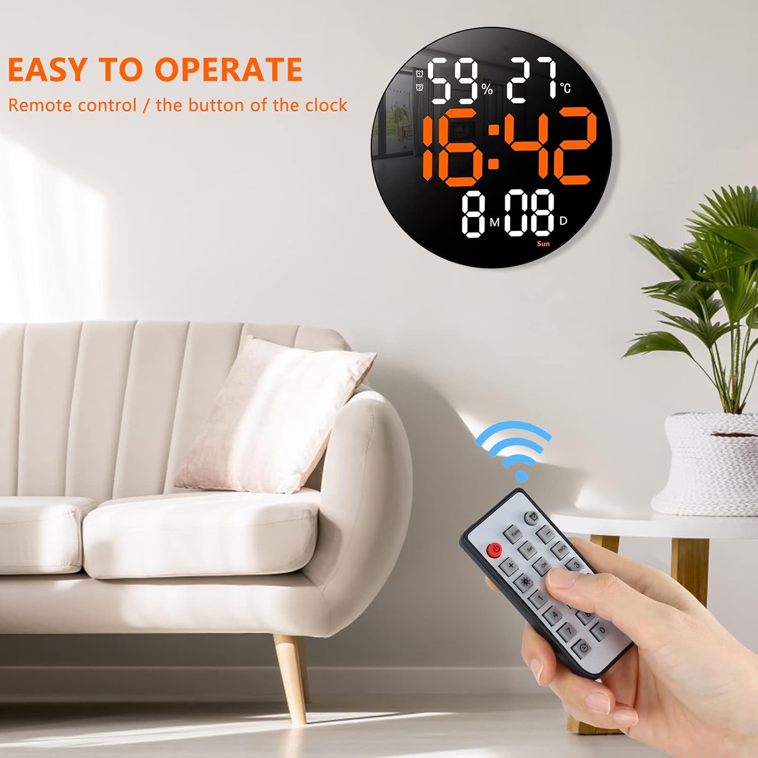 Fuloon Digital Wall Clock, Large Display Digital Alarm Clock ...