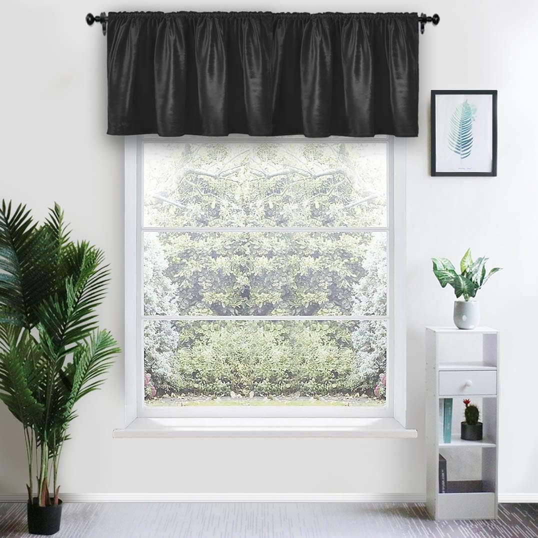 Amazon.com: Black Velvet Short Window Curtain for Basement Valance for ...