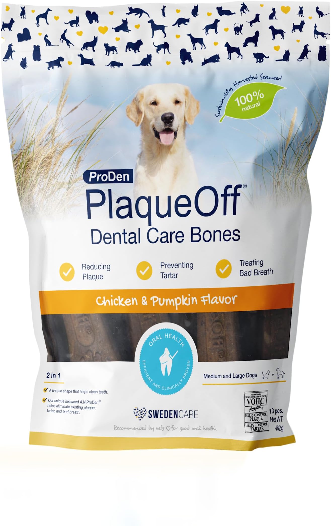 ProDen PlaqueOff Dental Bites For Dogs Over 10 kg Bad Breath, Plaque ...