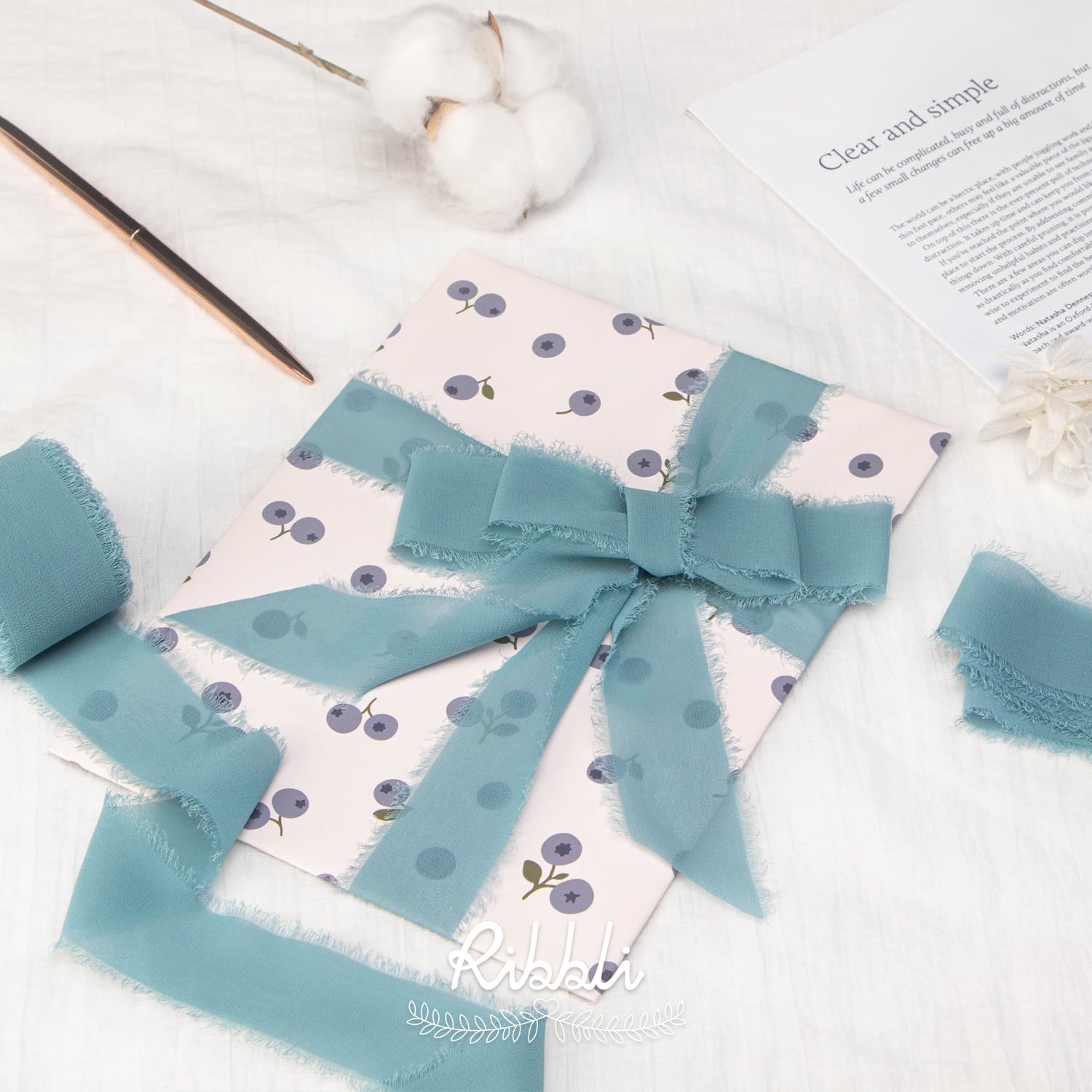 Snapklik.com : Ribbli Deep Sea Blue Chiffon Ribbon 1-1/2 Inch X 20 Yard ...