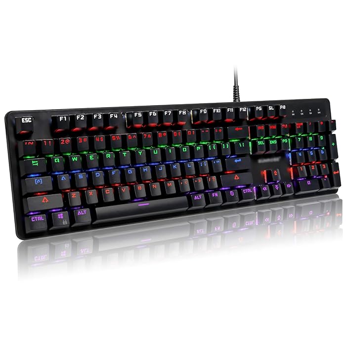 Buy LED Wired Mechanical Keyboard Blue Switches with 104-keys RGB ...